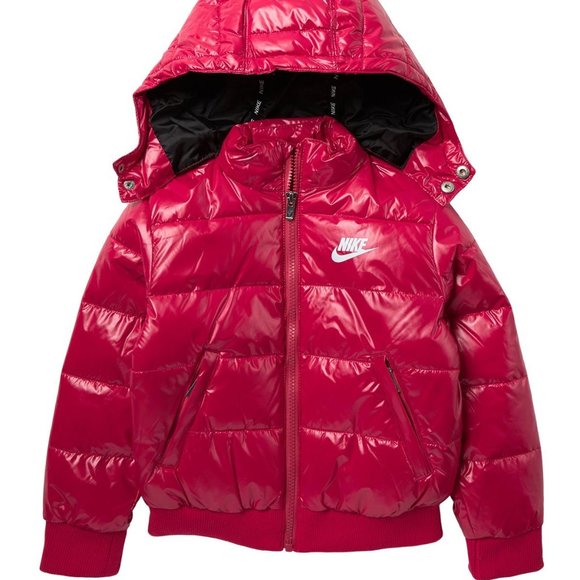 Nike | Jackets & Coats | Girls Nike Quilted Hooded Puffer Bomber Jacket ...